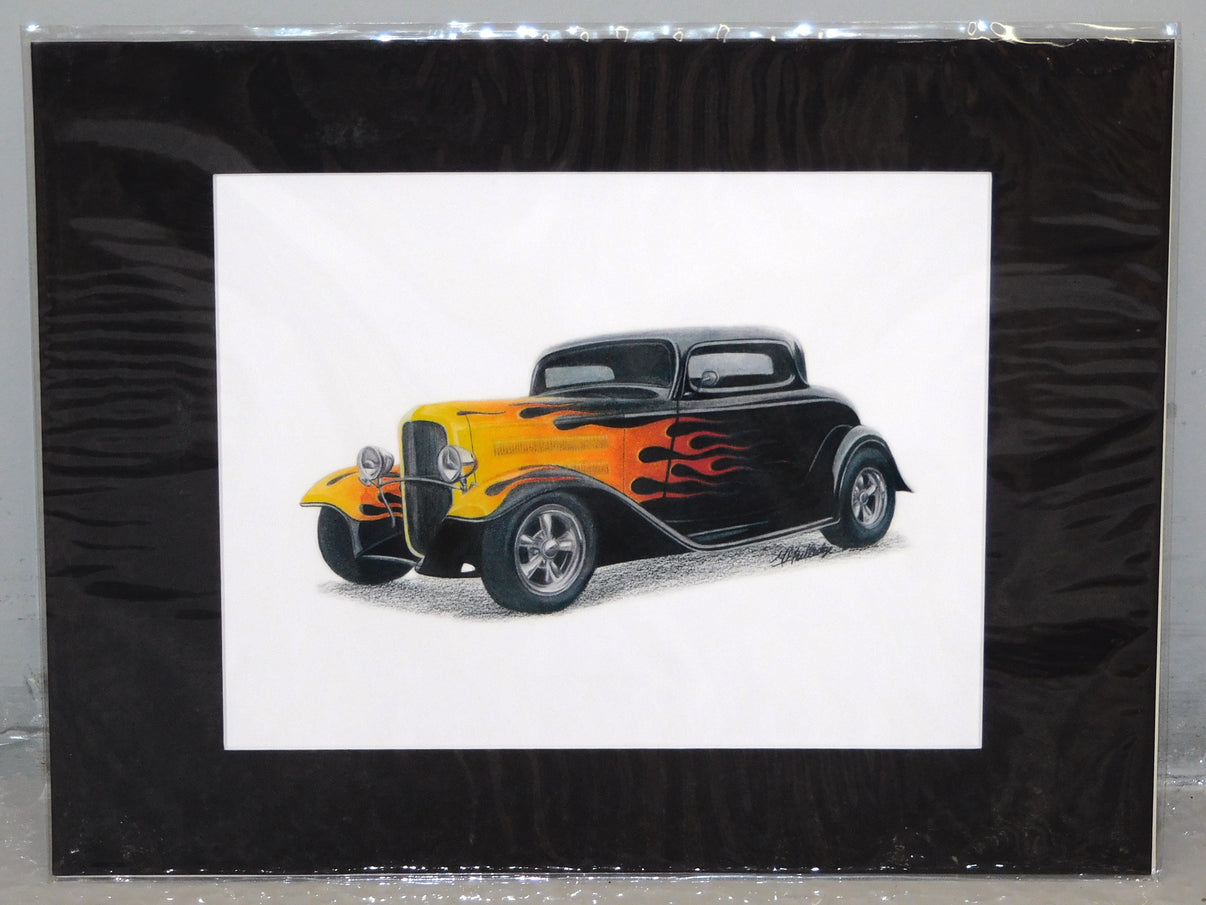 STK 10321 '32 Ford Flames Print by Marris Gulledge – Auto Barn Classic Cars