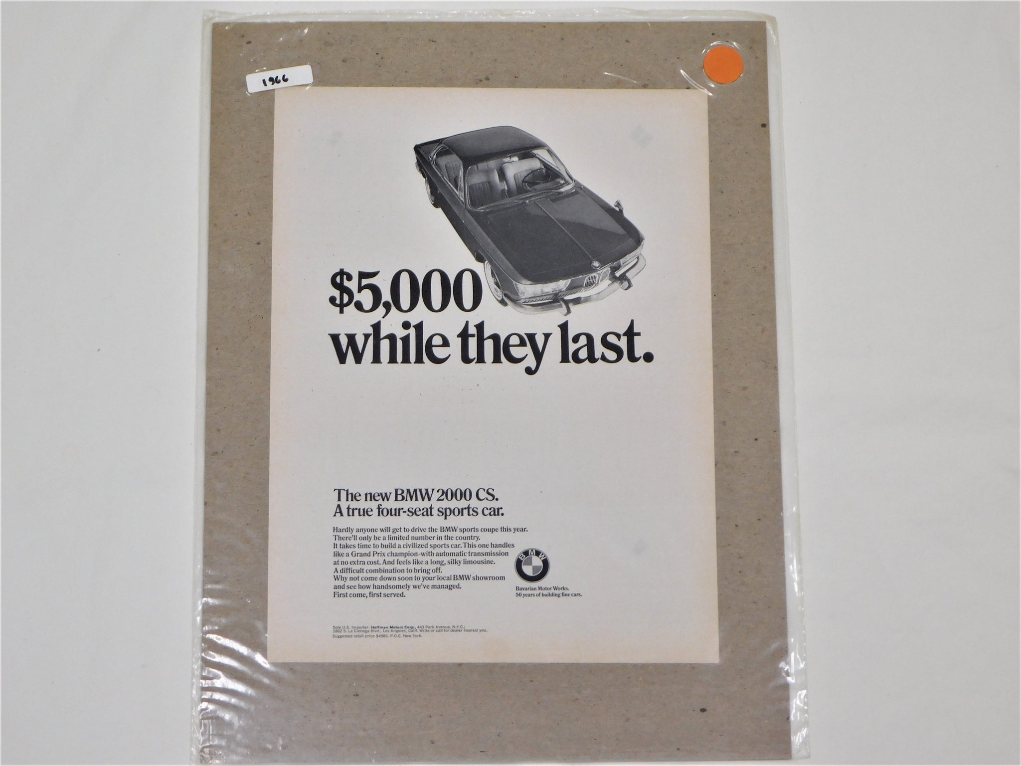 1966 Original BMW 2000 CS Ad – Auto Barn Classic Cars